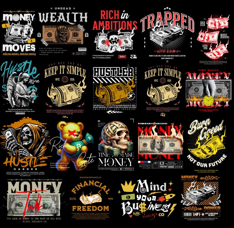 Black & White 100 Dollar Bundle | Streetwear Design Pngs | High ...