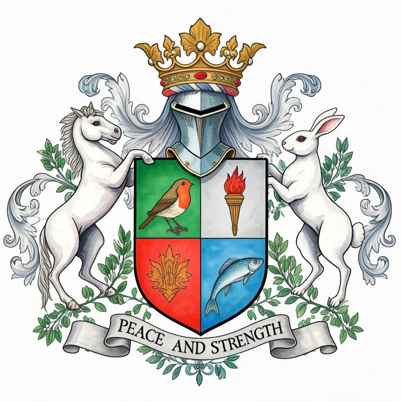 Custom Family Crest Art, Personalized Heraldic Emblem (digital Download ...