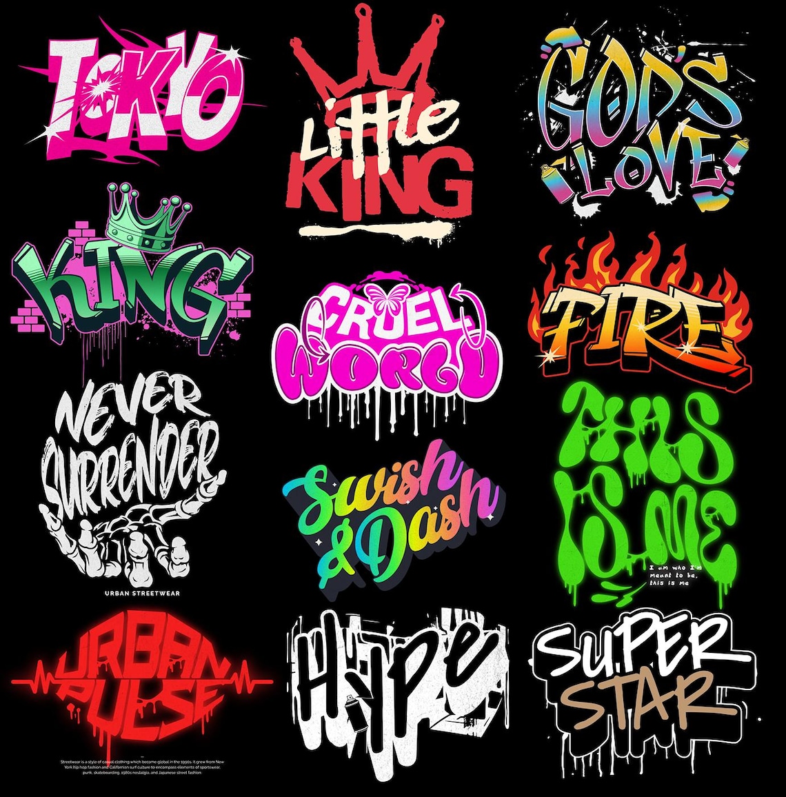 100 Designs - Mega Streetwear Graffiti Bundle - Hip Hop & Urban Art for ...