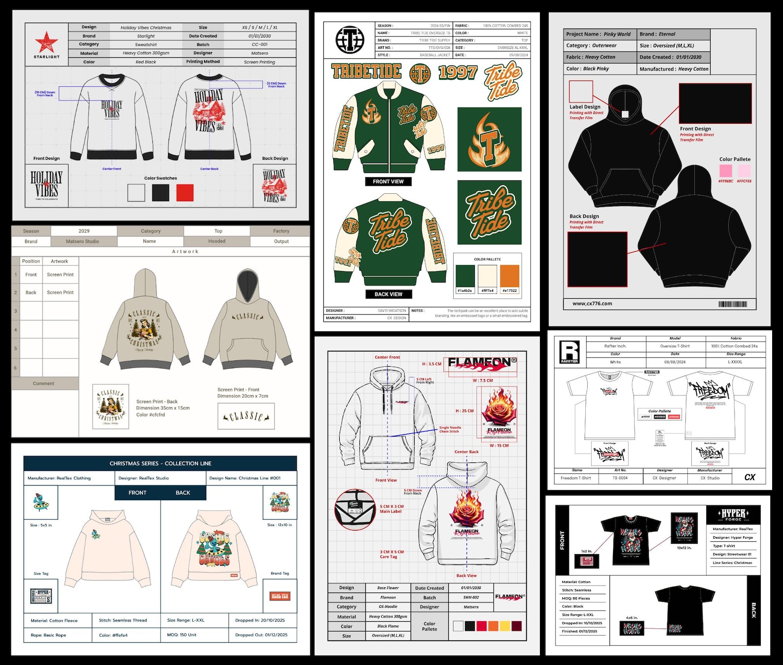 Fashion Tech Pack Template Kit Adobe Illustrator DIY Tech Pack Ai. Pdf ...