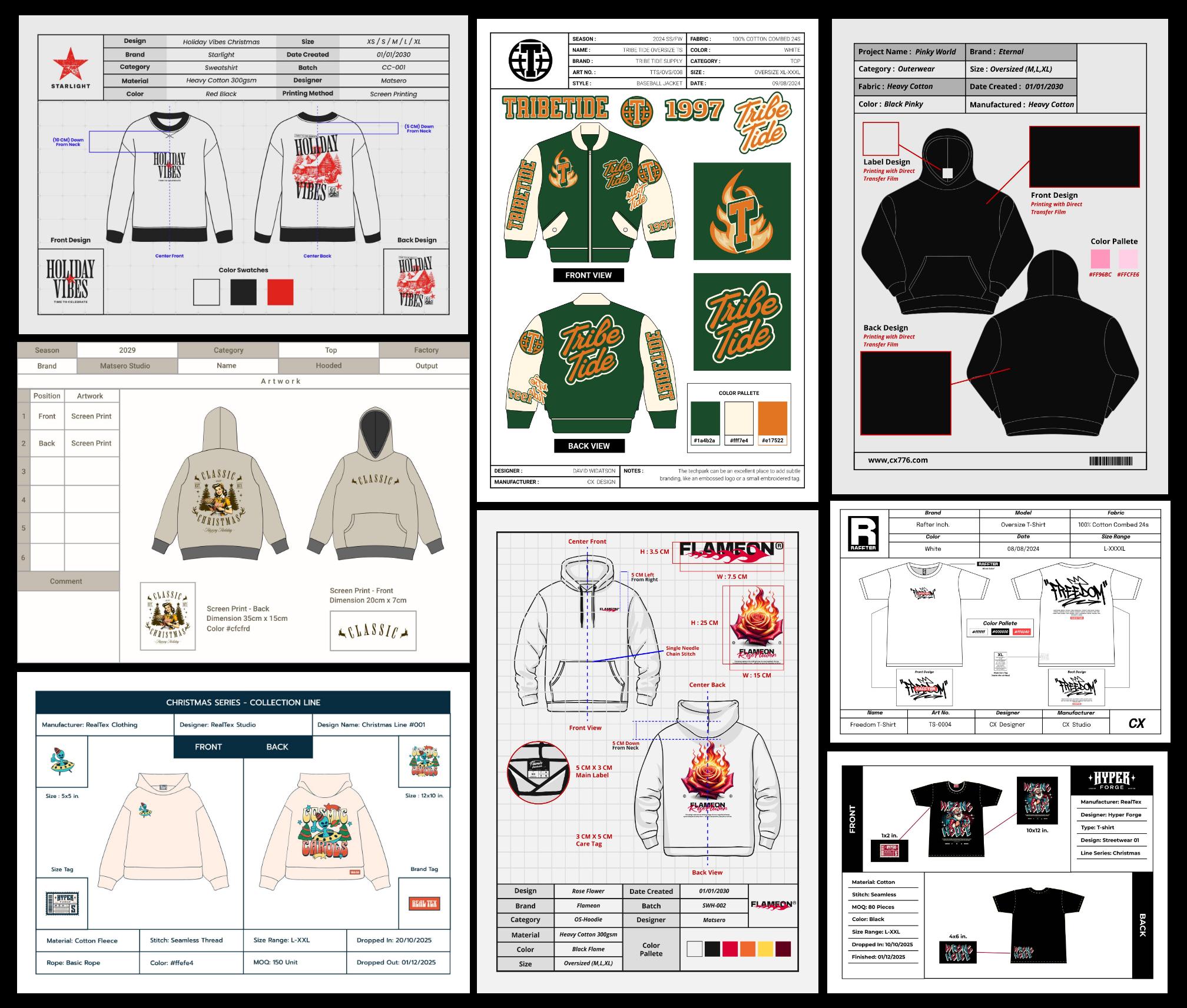 Fashion Tech Pack Template Kit Adobe Illustrator DIY Tech Pack Ai. Pdf ...