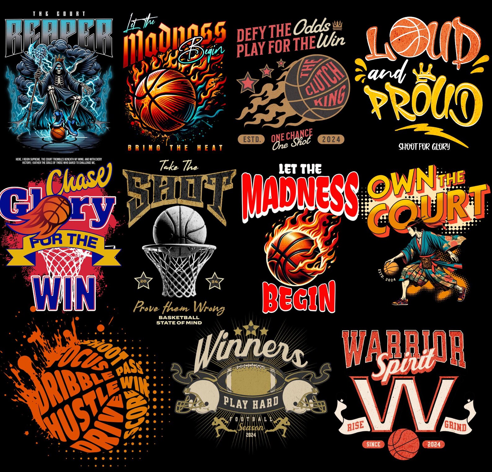 Vintage Basketball T-shirt Design Bundle in PNG Format: Streetwear ...
