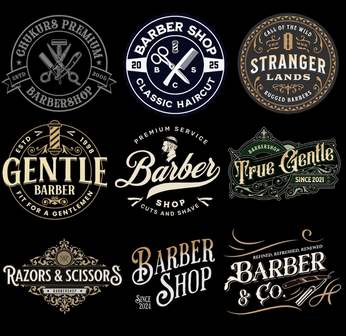 Victorian Barber Design Bundle (not Editable) – Ready-to-use PNG & PDF ...