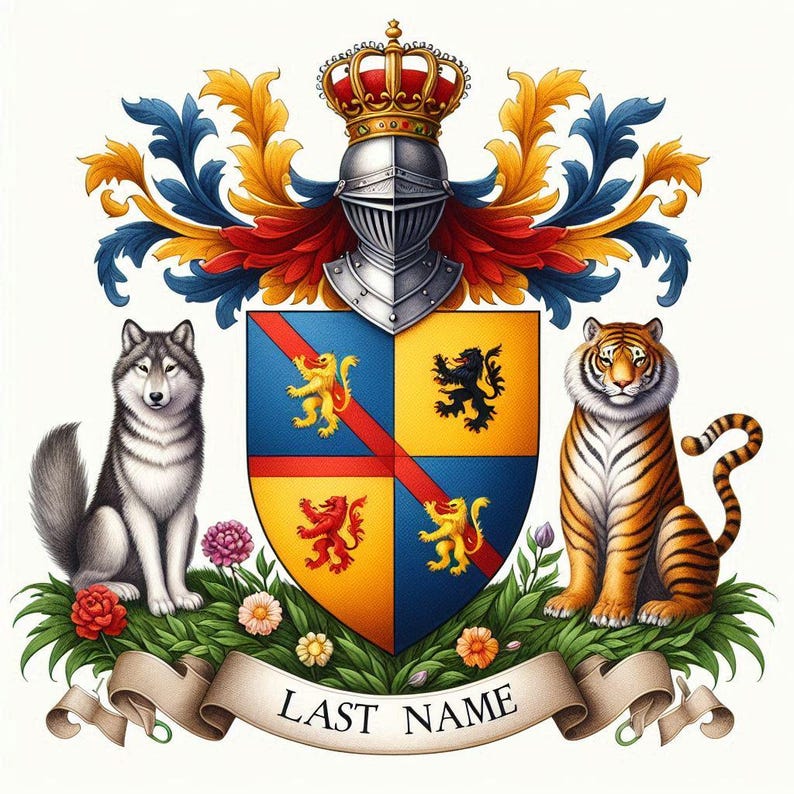 Personalized Family Crest Art,custom Heraldic Emblem,unique Coat of ...