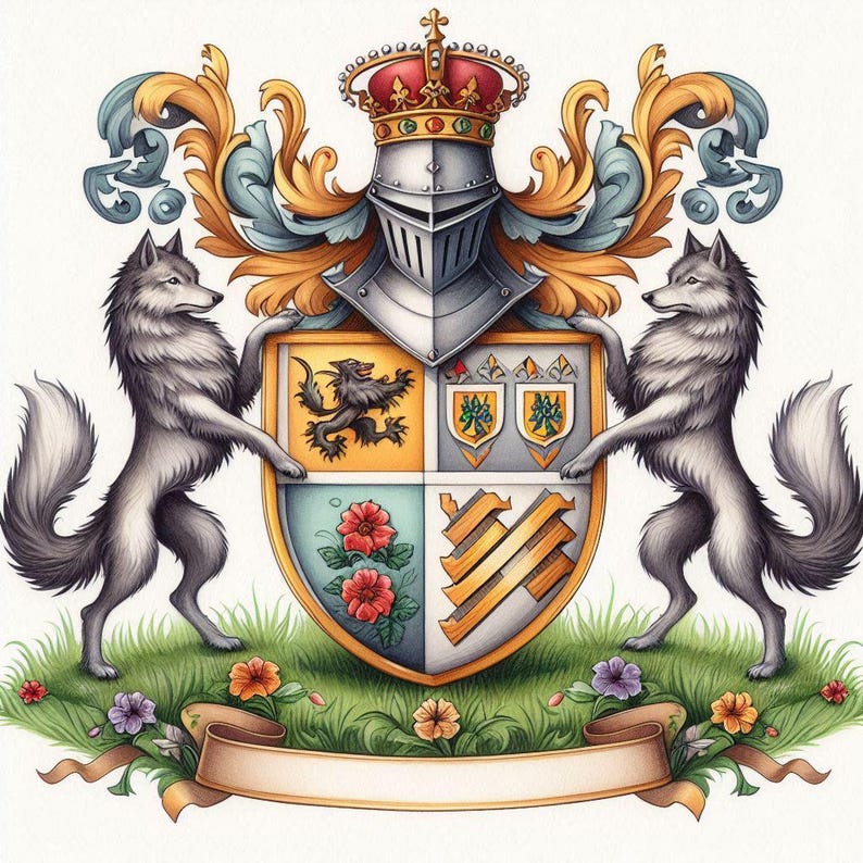 Personalized Family Crest Art, Custom Heraldic Emblem (digital Download ...