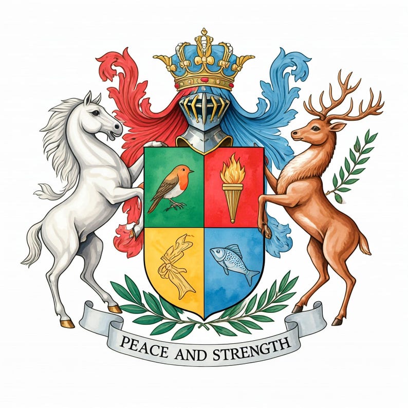 Custom Family Crest Art, Personalized Heraldic Emblem (digital Download ...