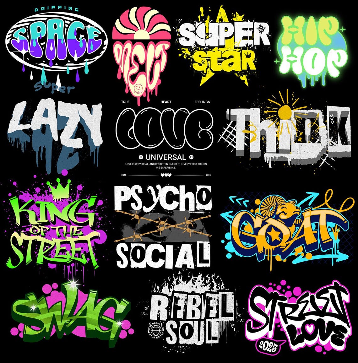 100 Designs - Mega Streetwear Graffiti Bundle - Hip Hop & Urban Art for ...