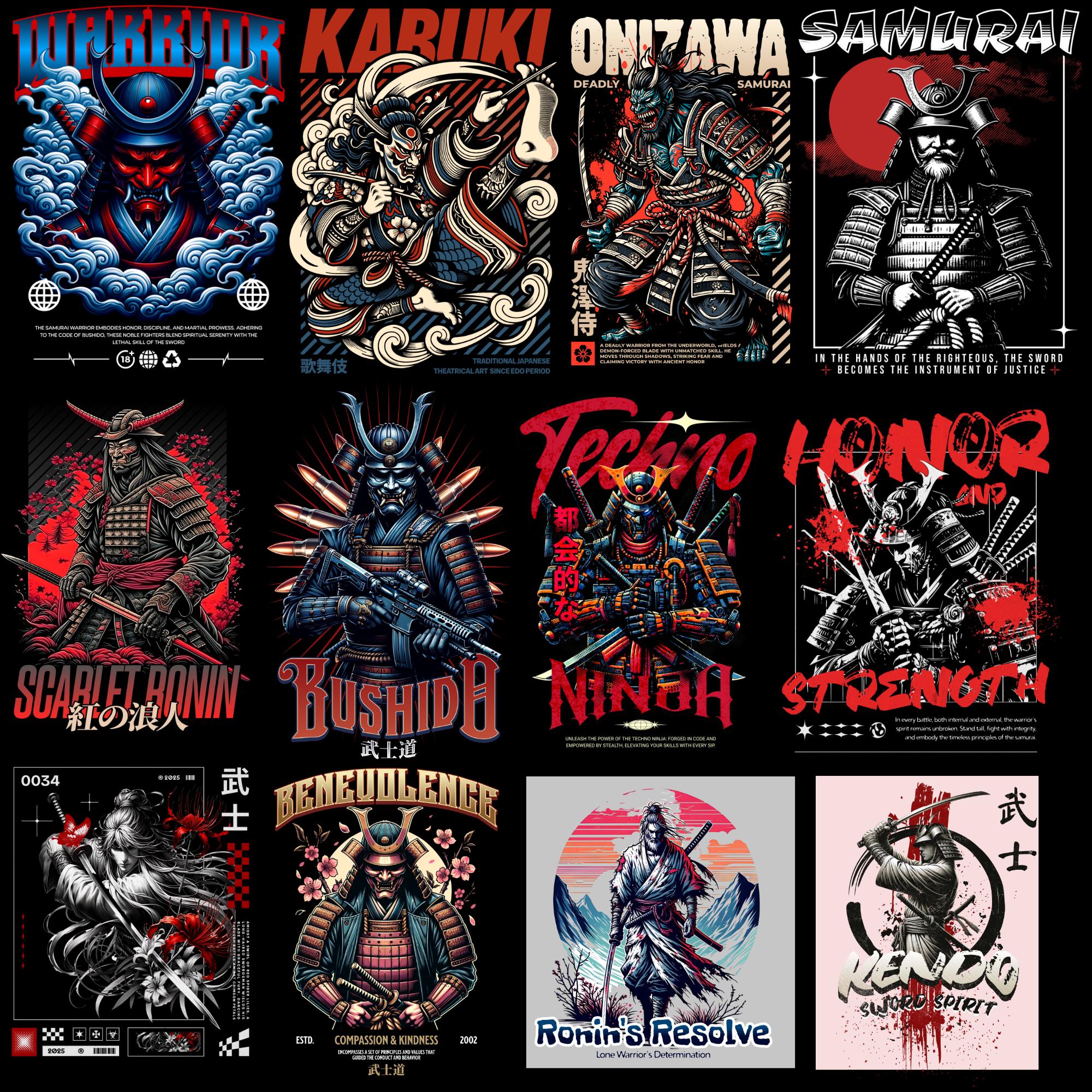 Epic Samurai Art: 16 PNG, Warrior Japan, Samurai Graphics, Masked ...