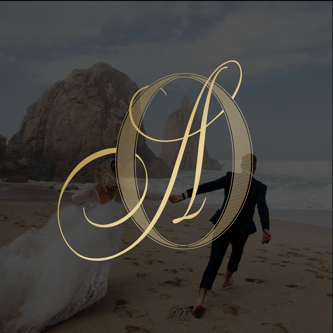 Two Letter Wedding Monogram AO. Gold Logo Design. - Etsy