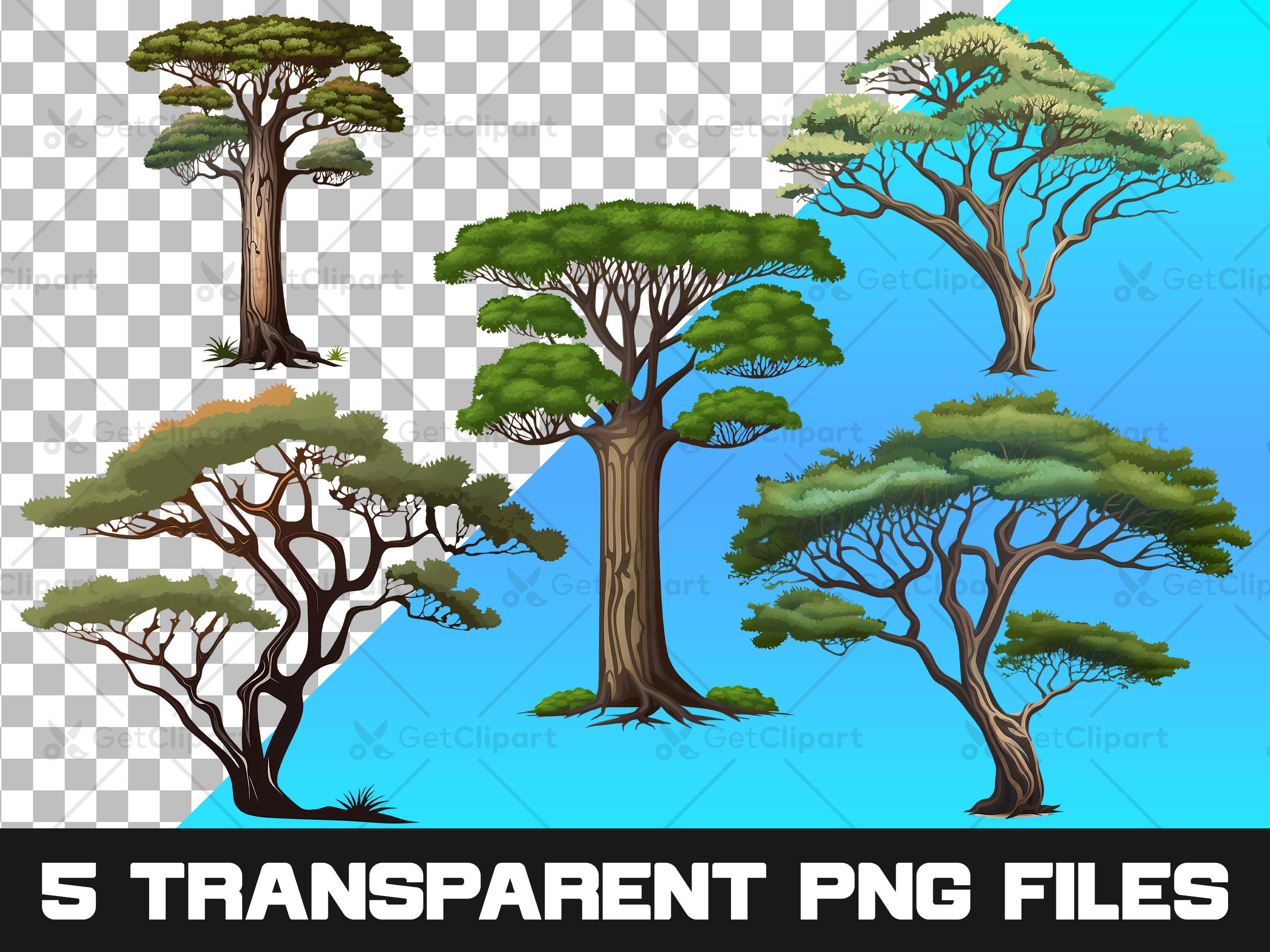 African Safari Tree Clipart Jungle PNG Safari Nursery Wall - Etsy Canada