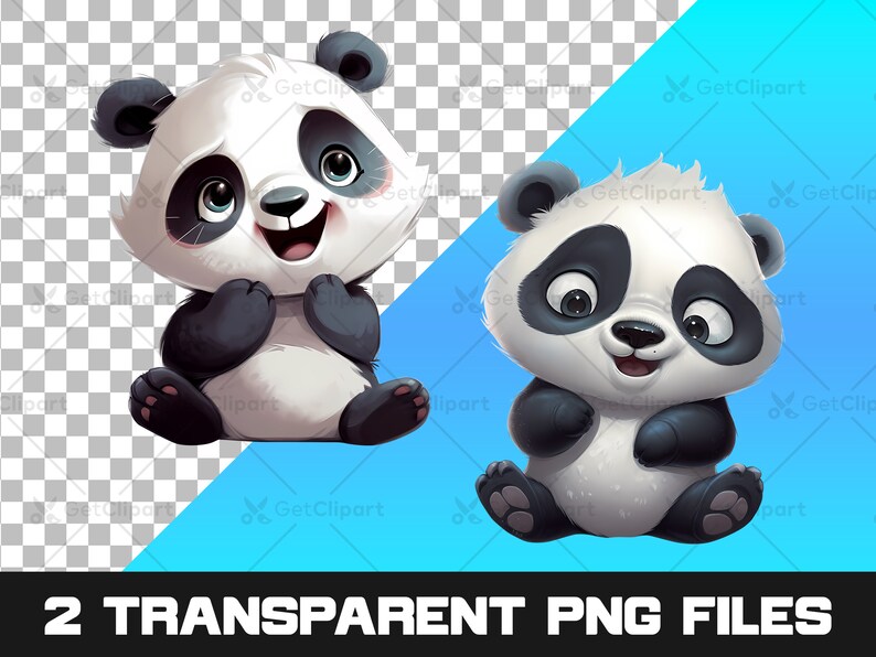 Baby Panda Clipart Cute Animals PNG Forest Nursery Wall - Etsy
