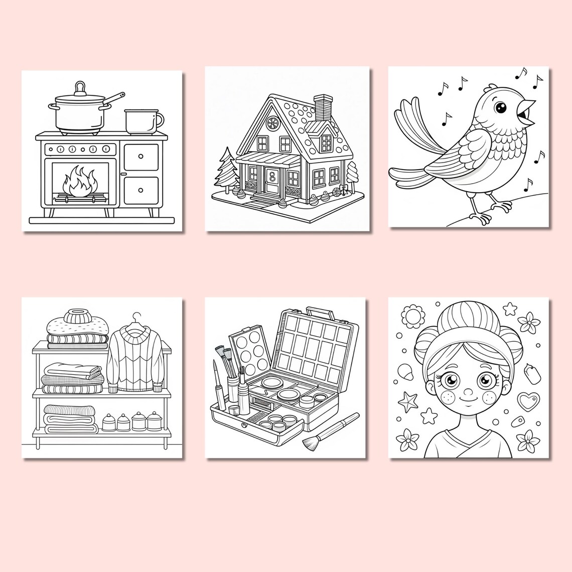 Cozy Girl Bold & Easy Coloring Pages | Set Four 20 Pages | Instant ...