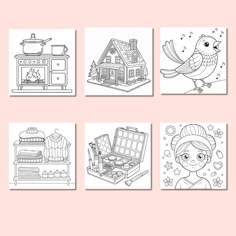 Cozy Girl Bold & Easy Coloring Pages | Set Four 20 Pages | Instant ...