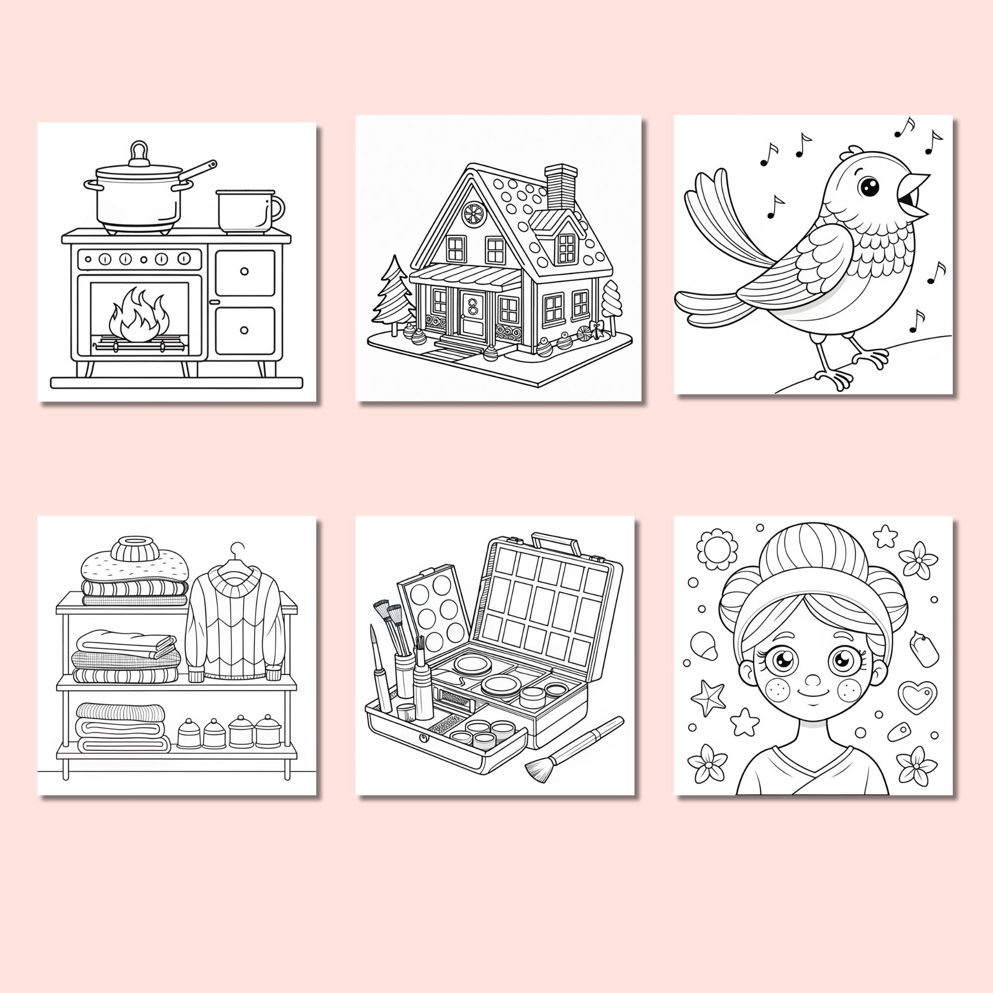 Cozy Girl Bold & Easy Coloring Pages | Set Four 20 Pages | Instant ...