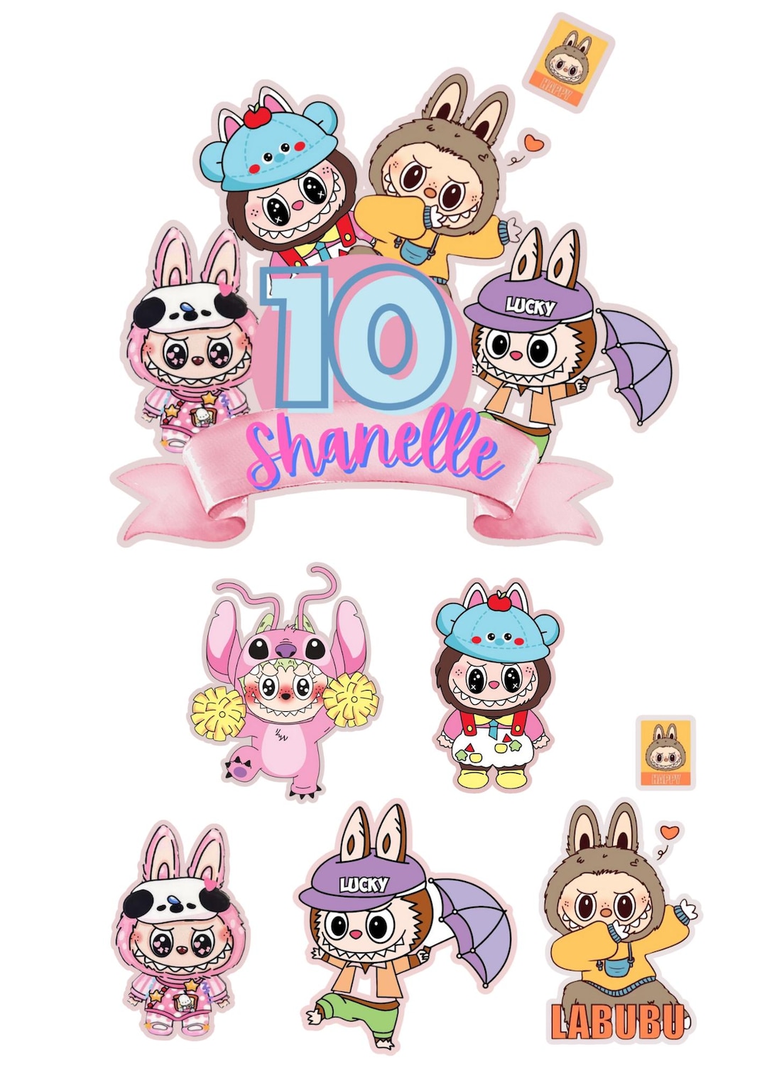 Personalized Labubu Monster Cake Topper-custom Name & Age Printable ...