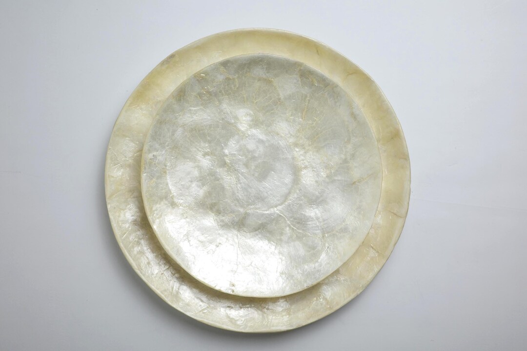 Vintage Capiz Shell Plates Set – Pearlized Oyster-like, Handmade in the ...