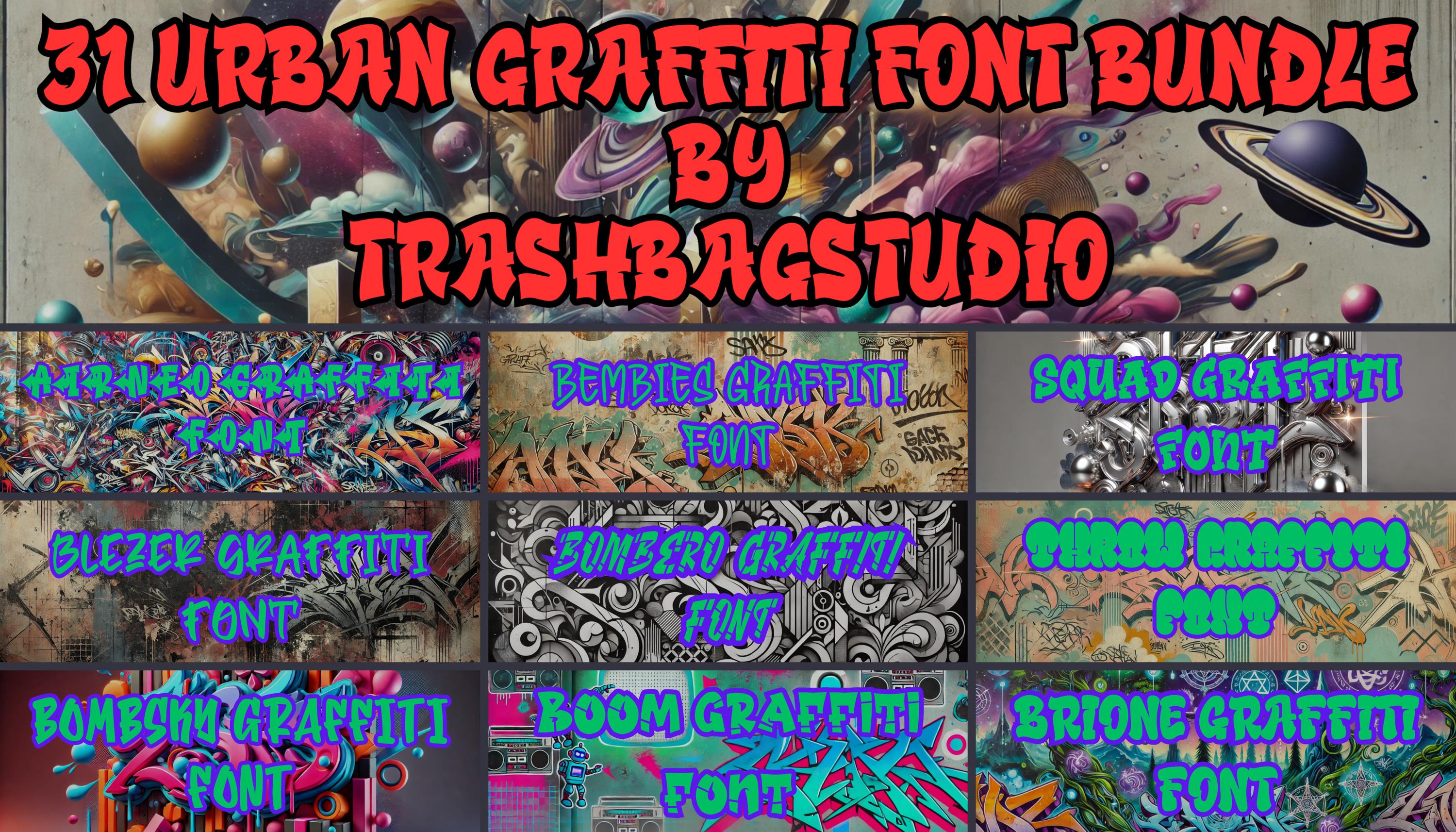 31 Graffiti Font Bundle Ultimate Collection of Urban Street Art Fonts ...