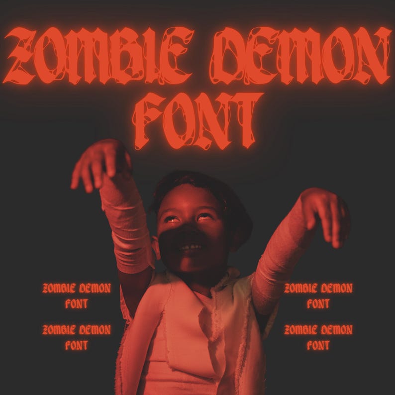 Zombie Demon Font Creepy Horror Typeface for Halloween Posters, Game ...