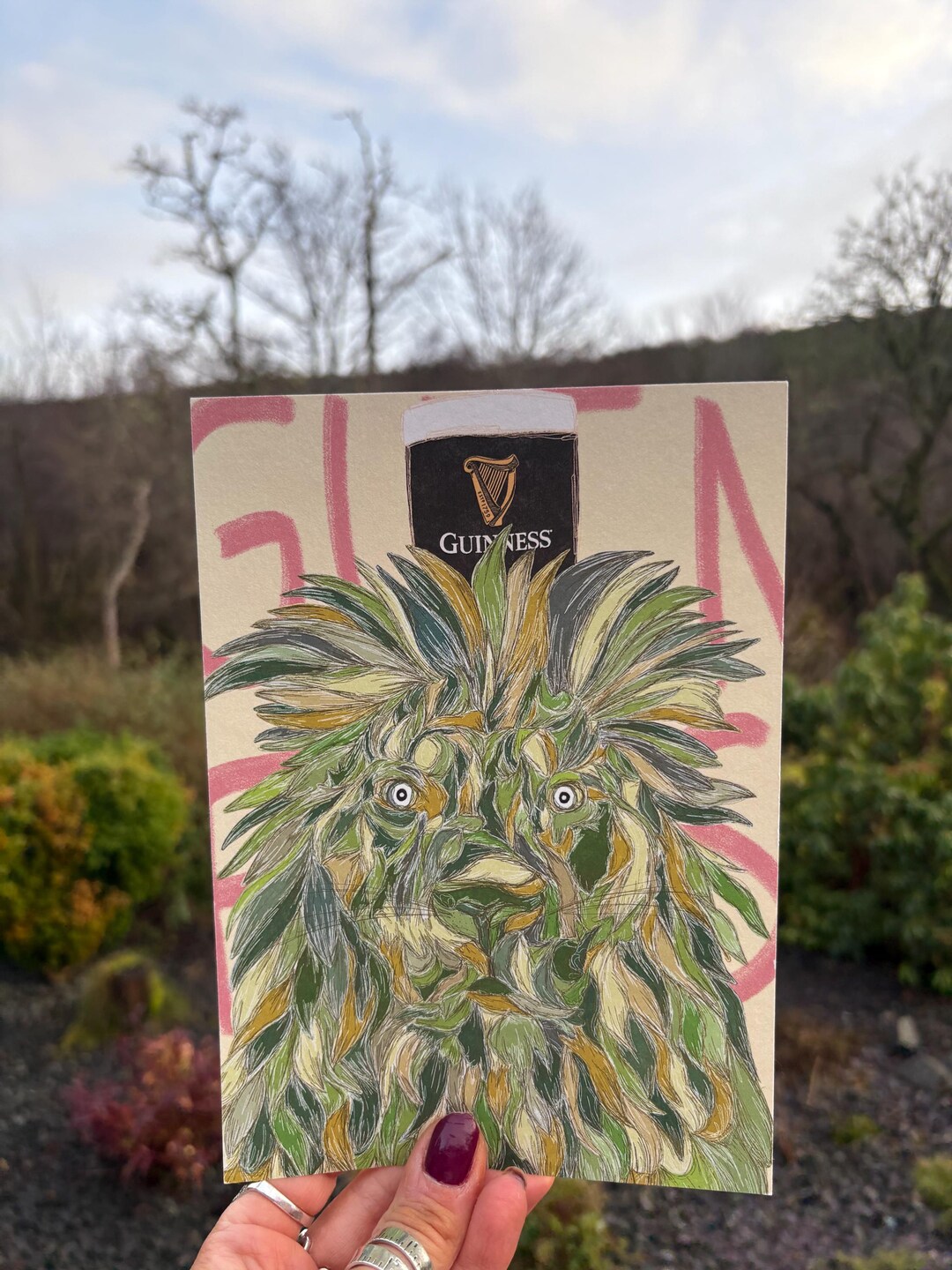 Lion With Guinness Illustration Quirky Animal Art Print/ Alcohol Wall ...