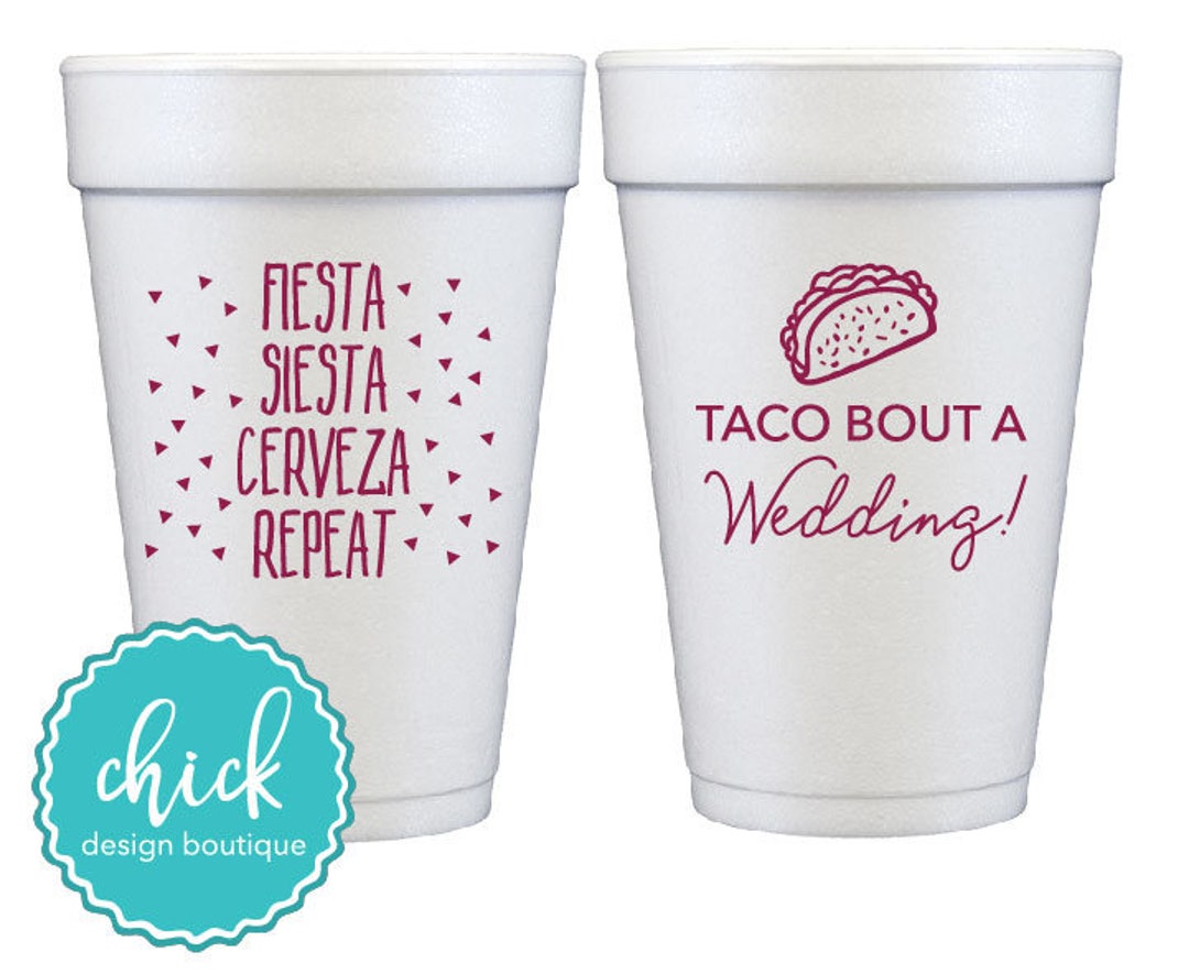 Fiesta Siesta Cerveza Repeat 20 Oz Foam Cup Wedding Favors Beverage ...