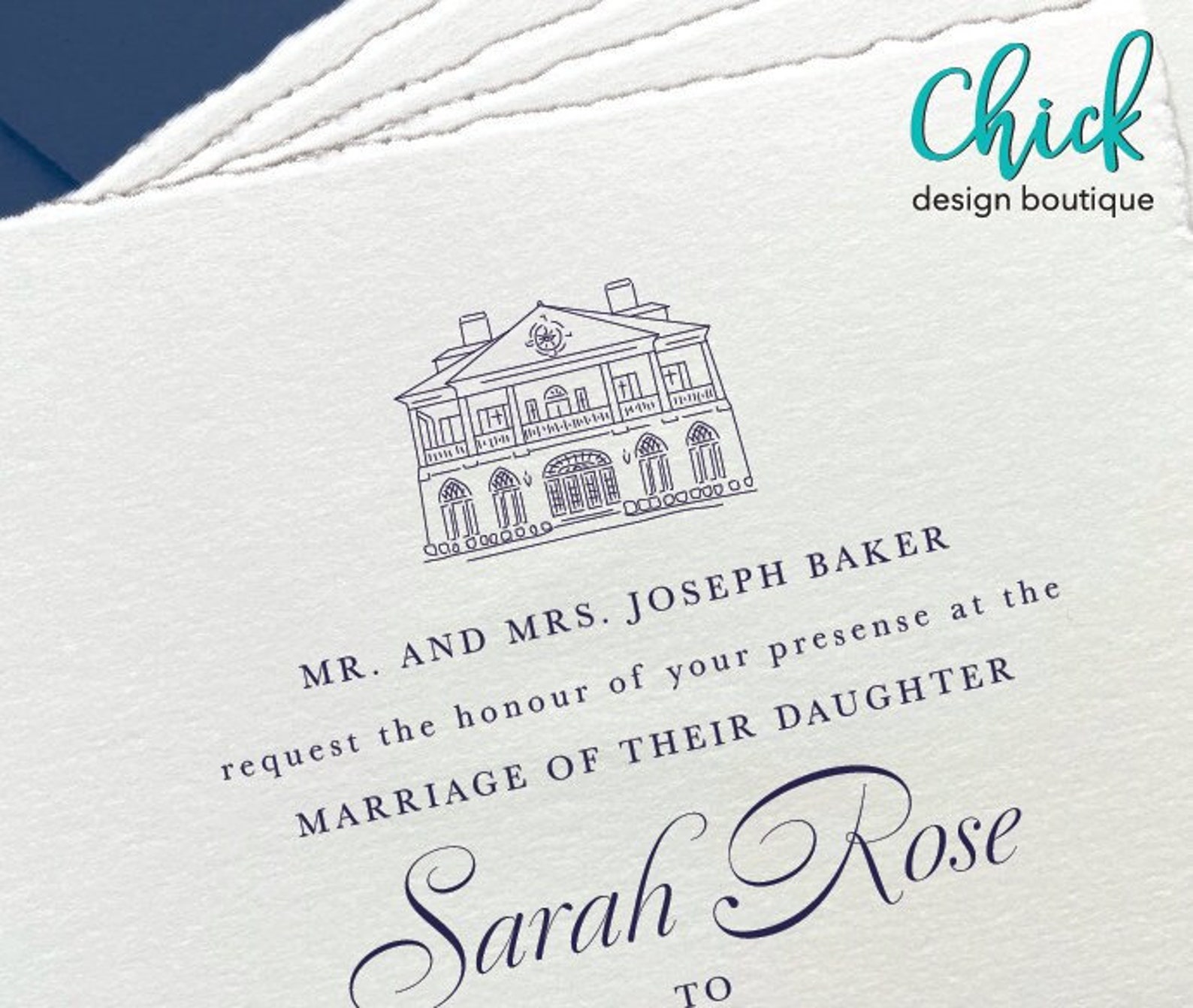 Lowndes Grove, SC Venue Illustration | Wedding Invitation Sketch | Hand ...