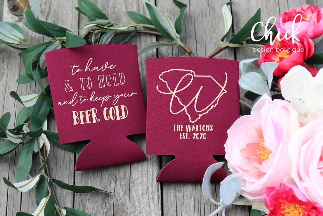 South Carolina Wedding Monogram, Personalized Wedding Can Cooler, to ...