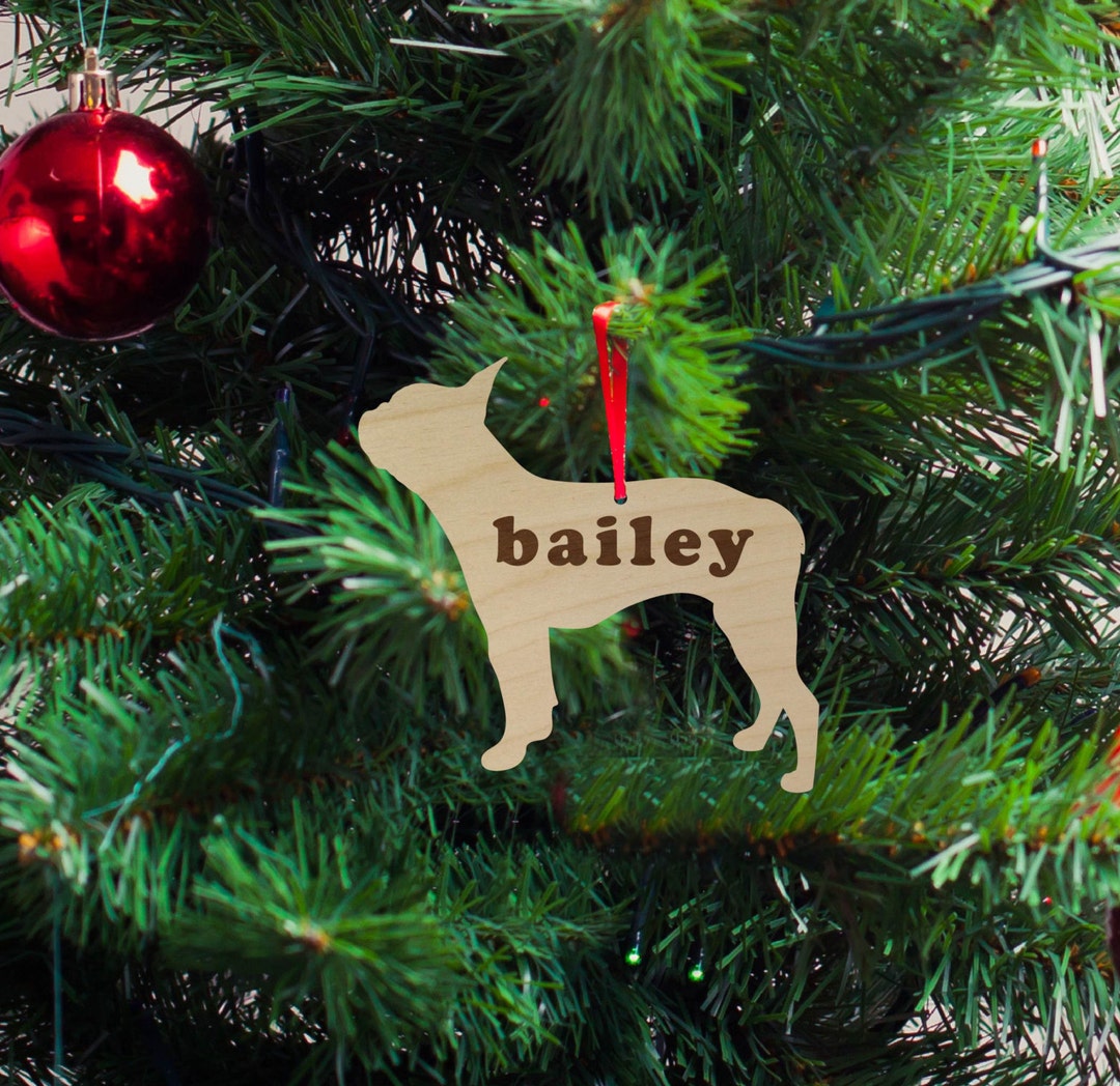 Boston Terrier Silhouette Wood Ornament, Christmas Gift, Holiday Gift ...
