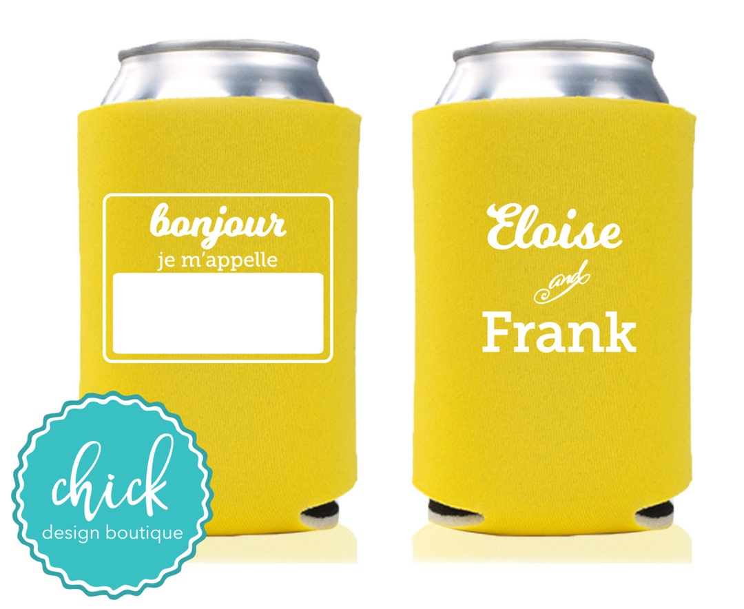 French Name Tag, Bonjour Je M'appelle - Custom Can Cooler Personalized ...
