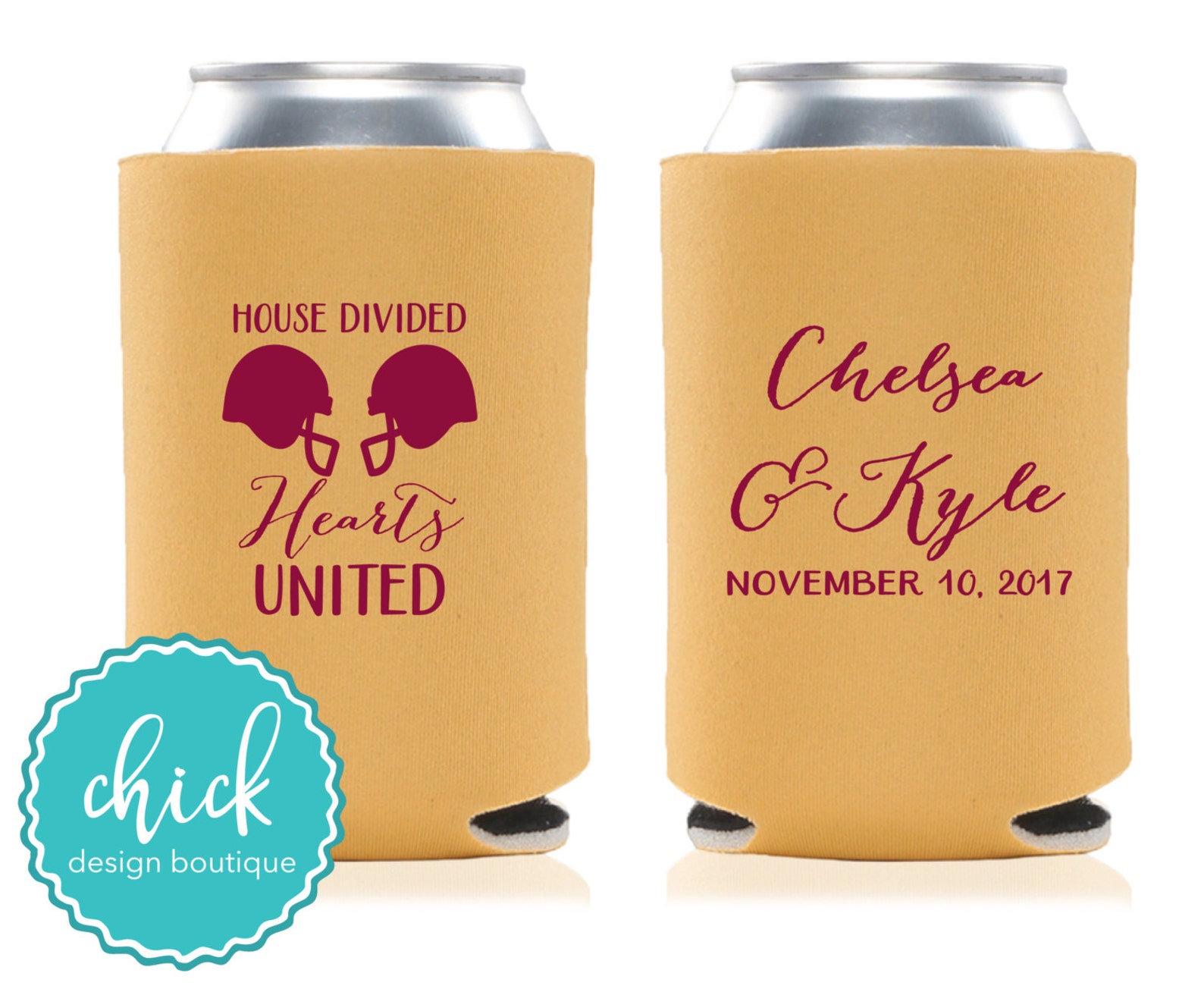 House Divided Hearts United Football Helmet Custom Can Cooler - Etsy