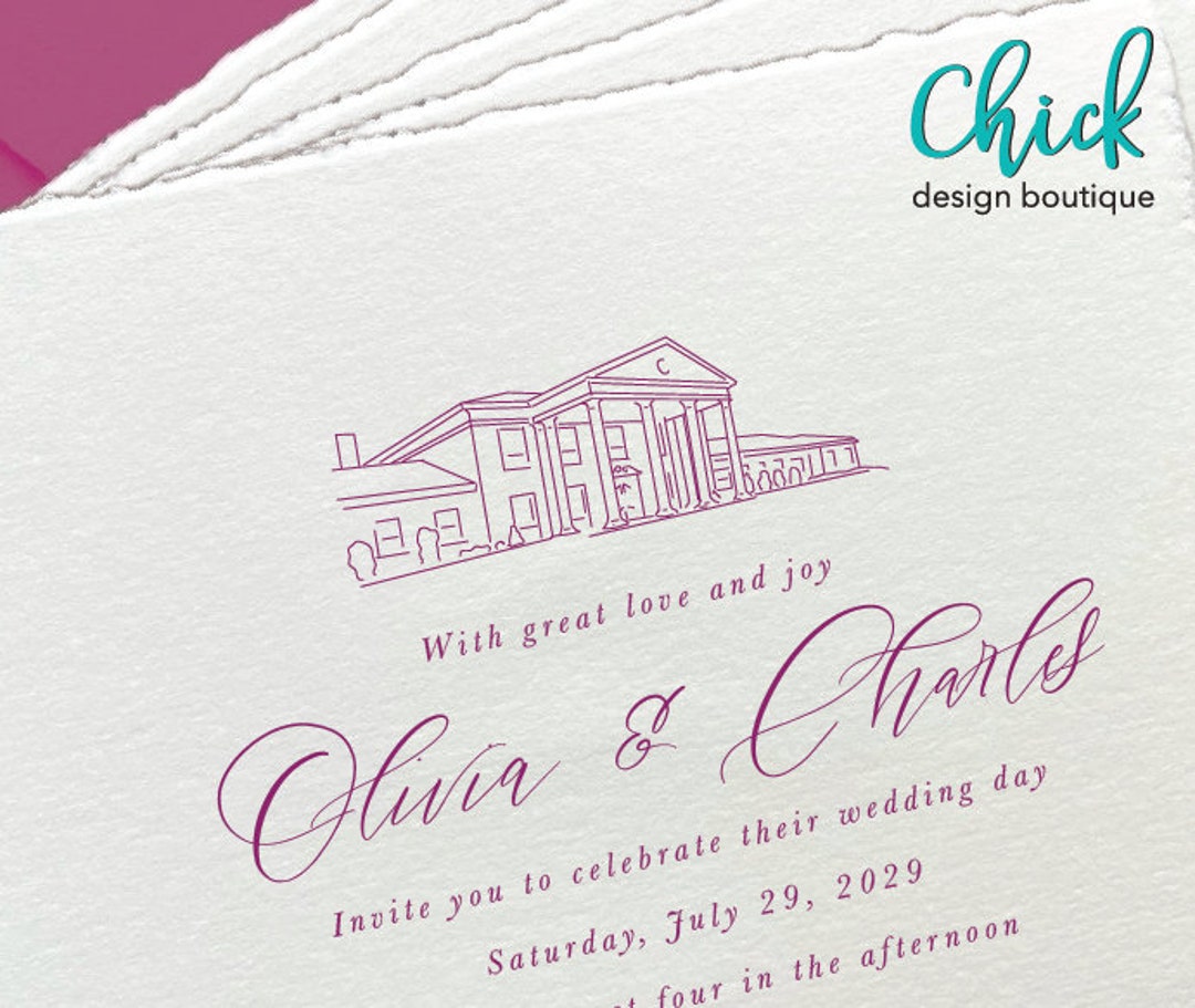 Colonial Country Club, TX Venue Illustration | Wedding Invitation ...