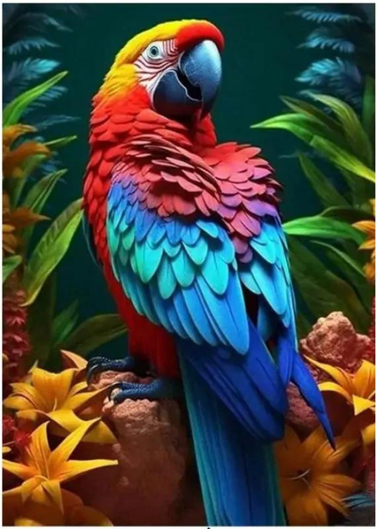 Parrot Paint by Numbers Kit for Adults | Tropical Bird DIY Craft ...