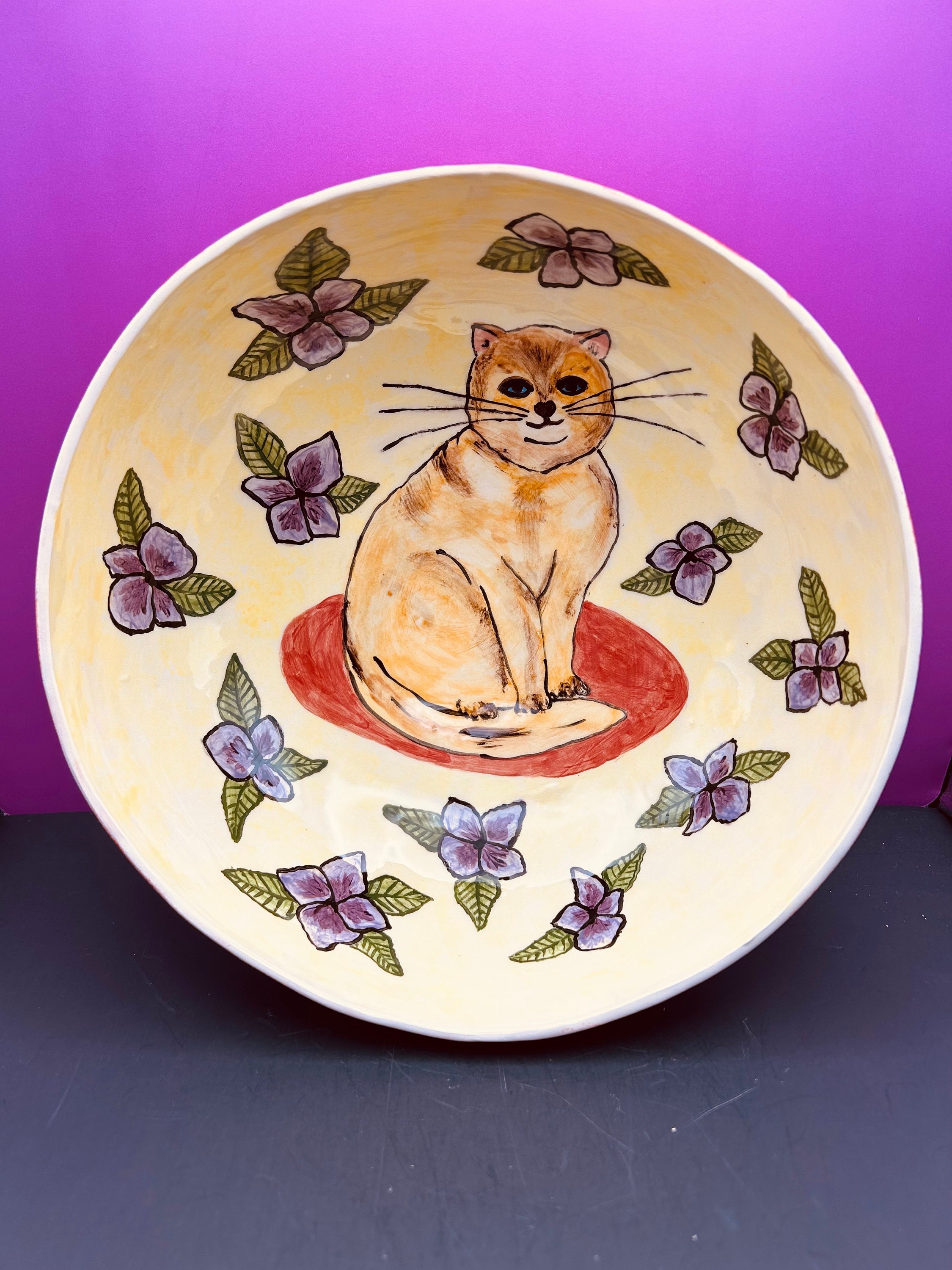 Large Bowl With Orange Cat - Etsy