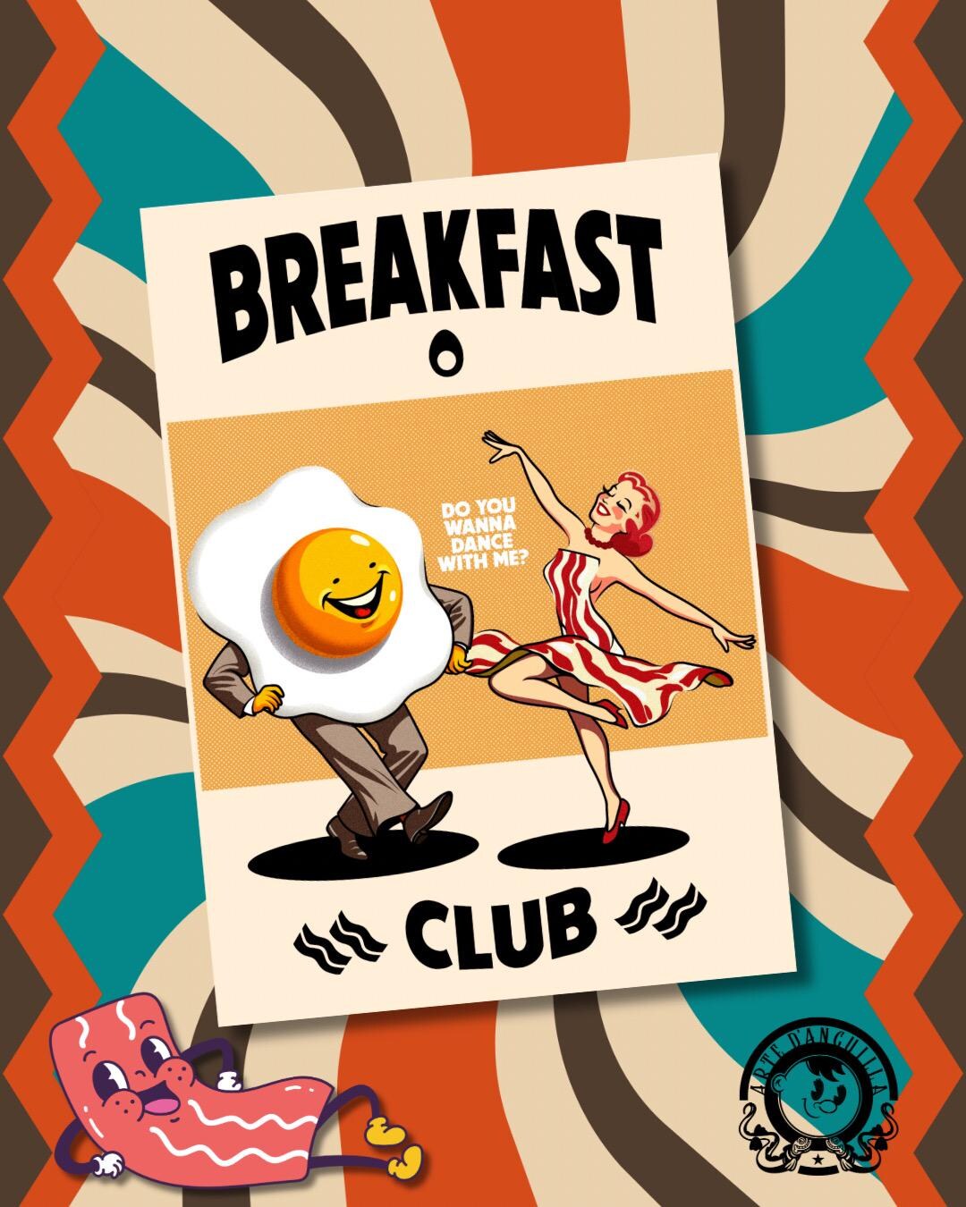 Poster BREAKFAST CLUB - Cartoon Wall Art, Cartoon Drawing, Eggs & Bacon ...