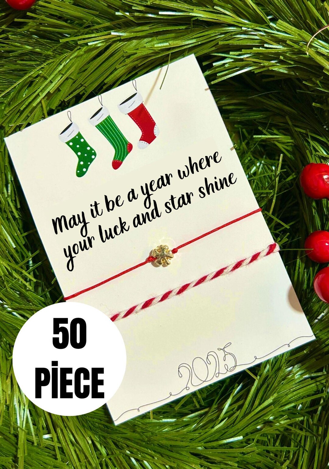 New Year Christmas Bracelet 2025 50 Pieces Christmas Bracelet New Year ...