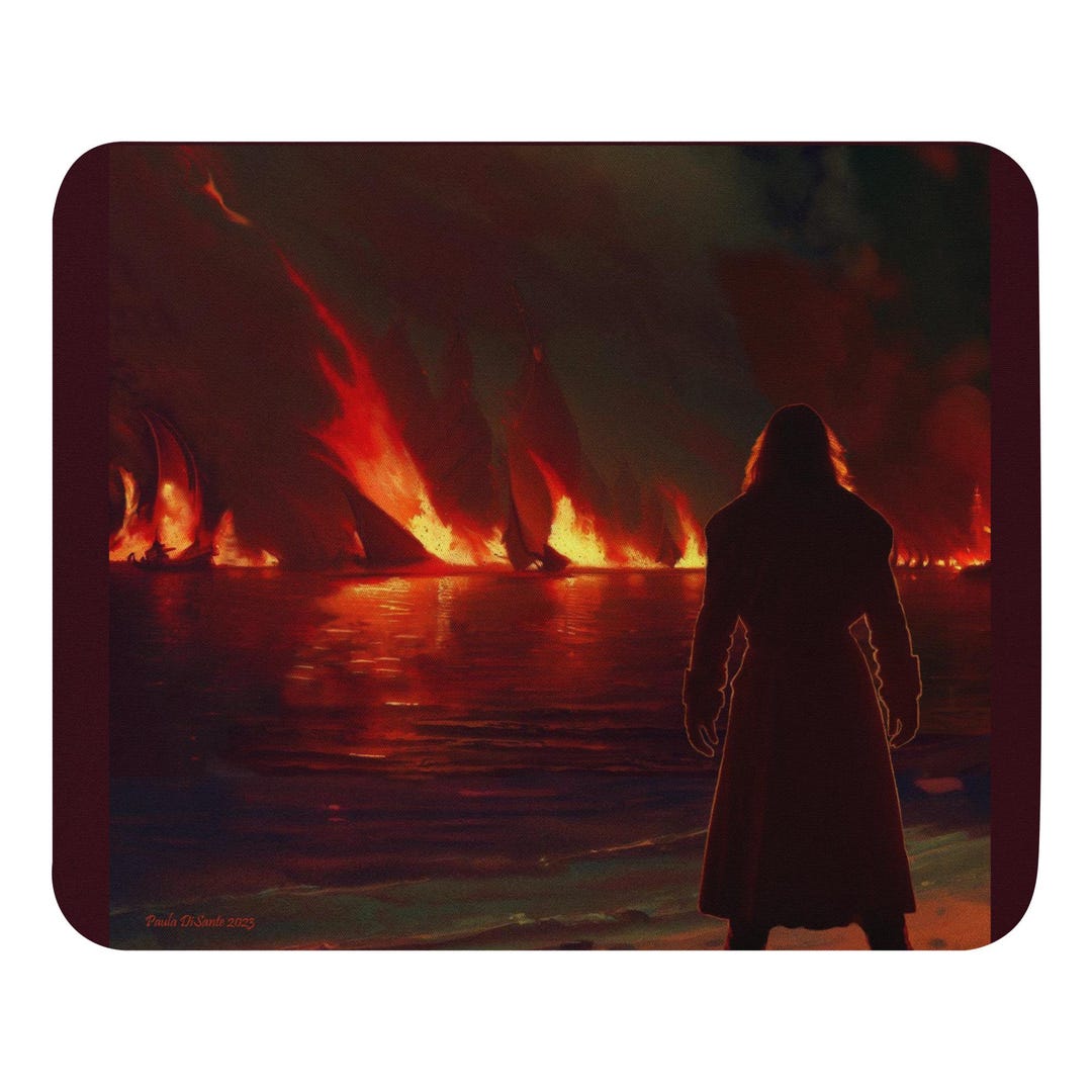 The Burning of the Ships - Mouse Pad - Tolkien Inspired Art - Etsy
