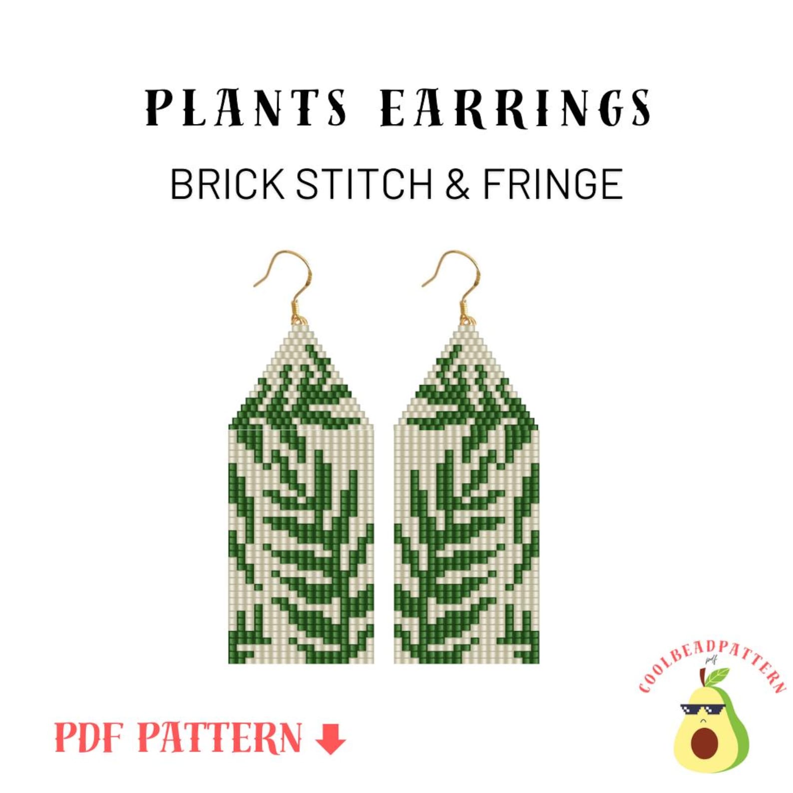 LEAVES PLANT Beads Earring Pattern Brick Stitch & Fringe/ Branches ...