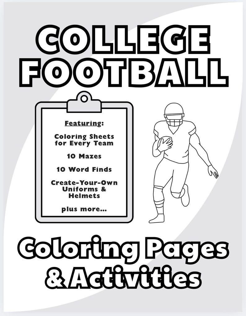 College Football Activity Pack | Printable Coloring Pages | Word Search ...