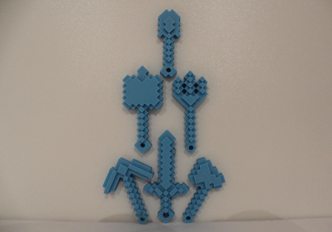 Minecraft-inspired 3d-printed Tools Set Keychains and Desk Décor ...