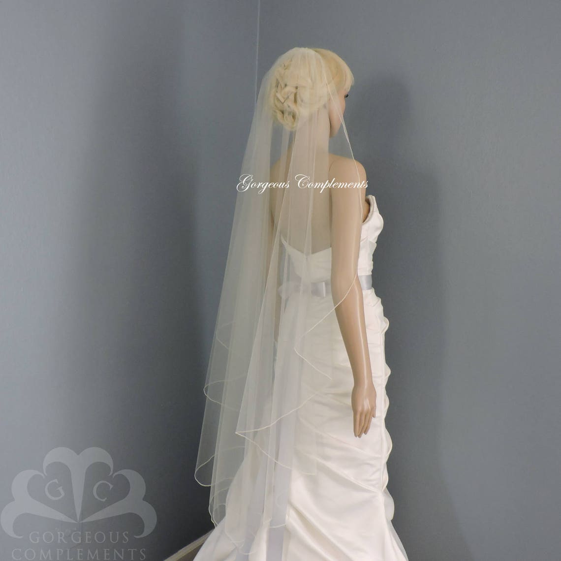 Wedding Veil Cascade Rolled Edge Bridal Veil One Tier | Etsy