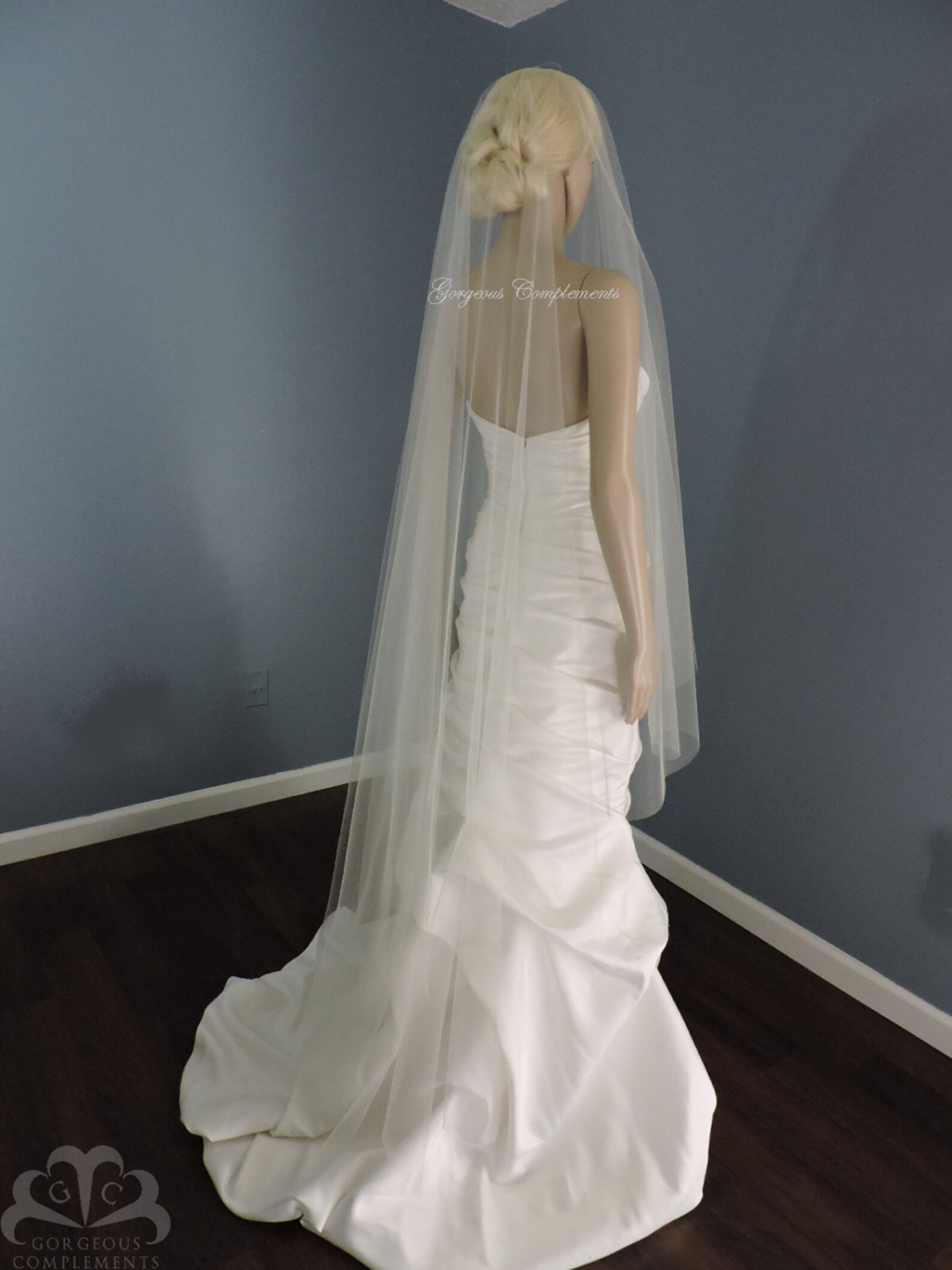 Drop Wedding Veil Floor Length Simple and Elegant, Bridal Veil DV32 ...