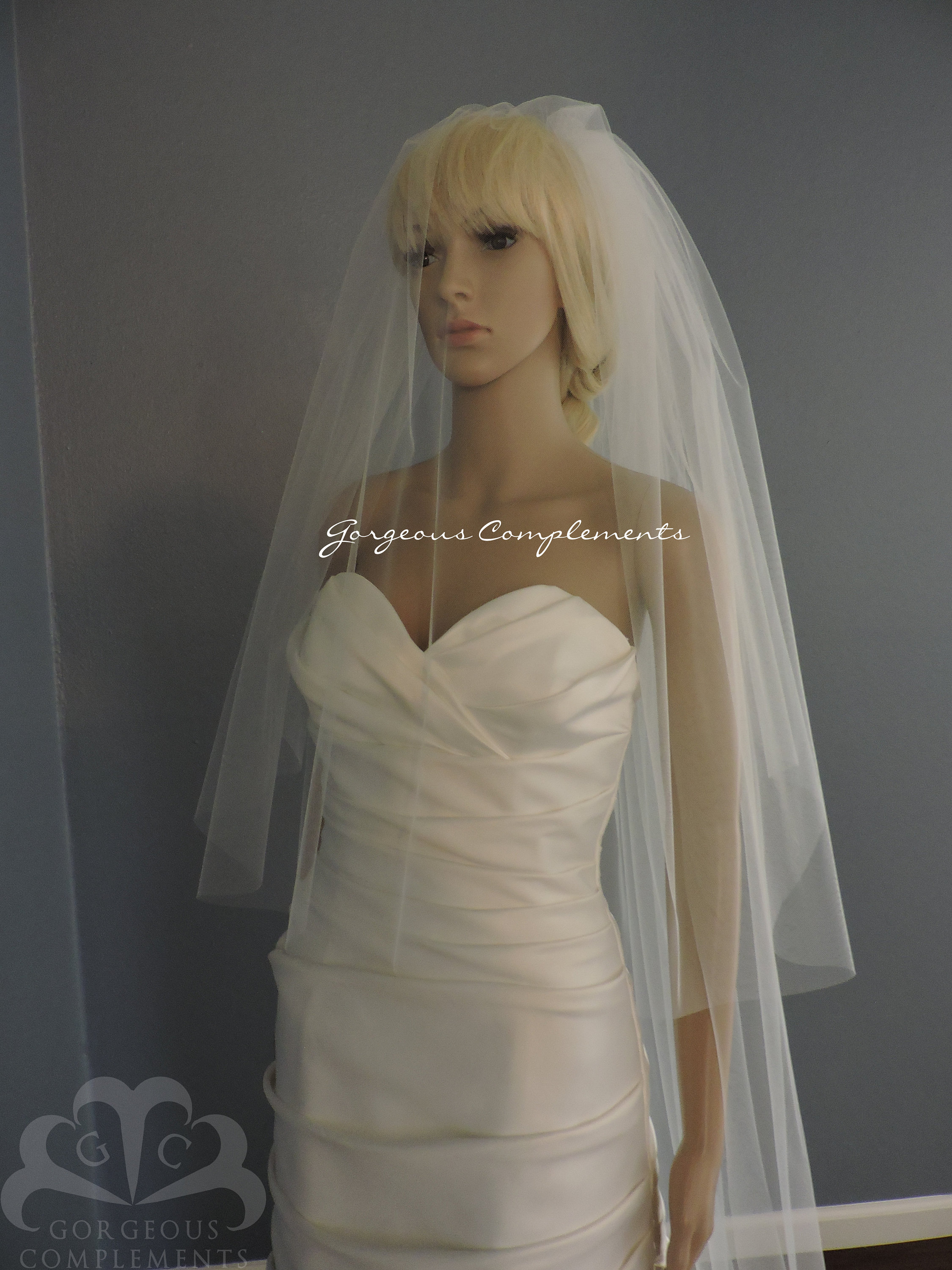 Wedding Veil Chapel Double Tier Cut Edge Standard Width 72, Bridal Veil ...