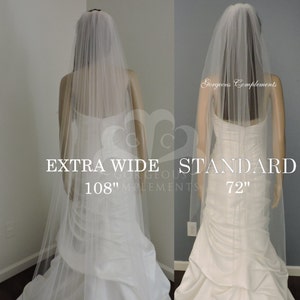 Wedding Veil Chapel Length Single Tier CUT Edge Extra Fullness, Bridal ...