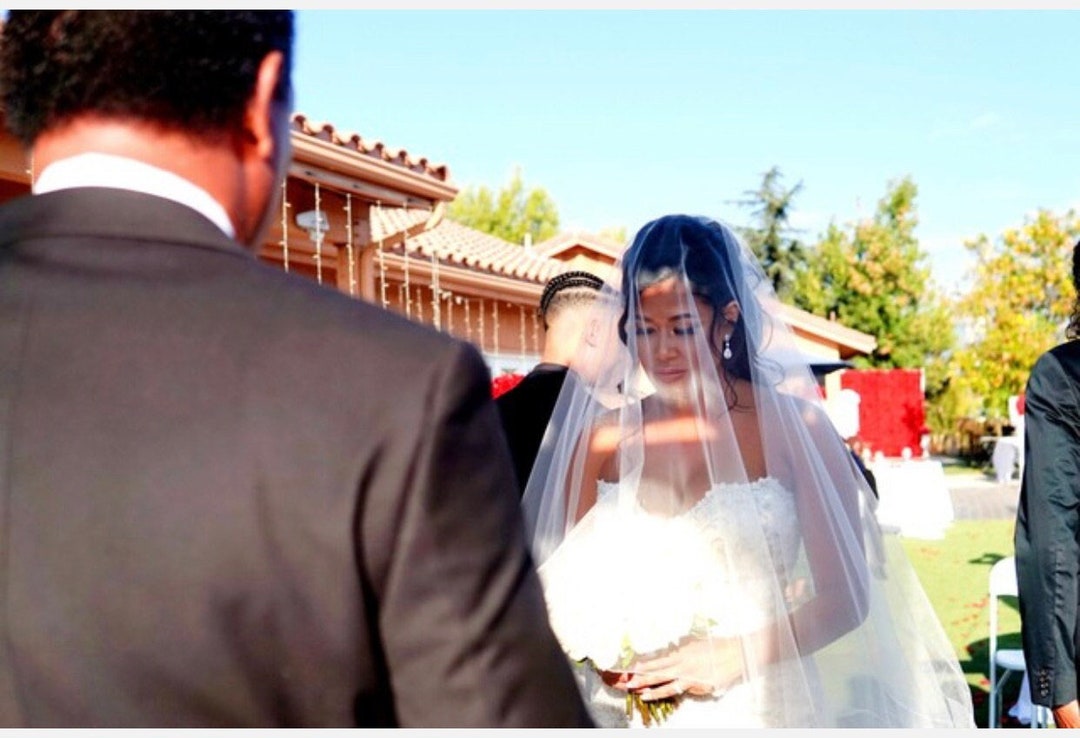 Wedding Veil Drop Veil Double Tier Pencil Edge, Bridal Veil - Etsy