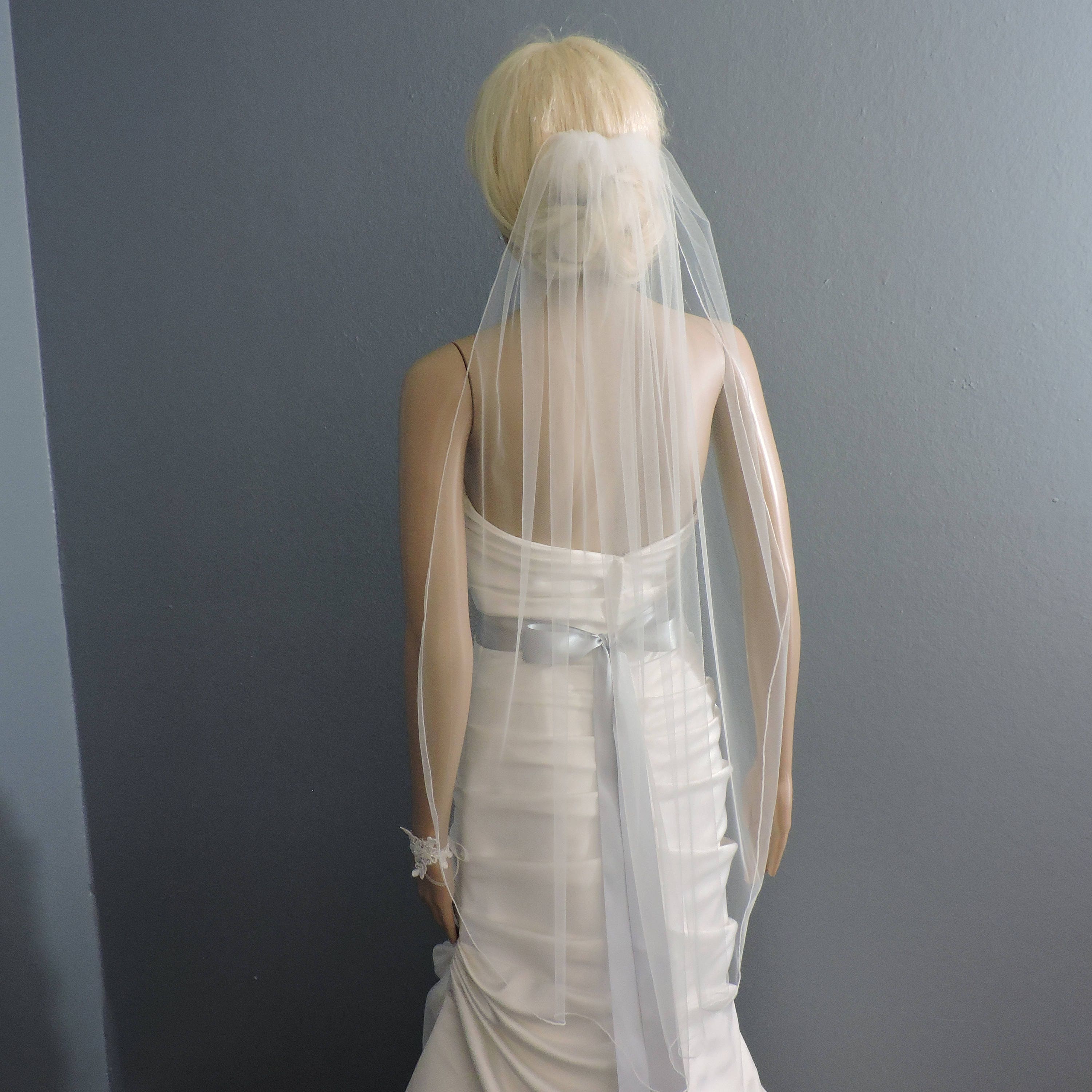Sheer Wedding Veil Single Tier Rolled Edge RE50 - Etsy
