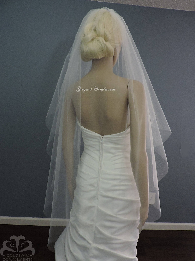 Double Tier Wedding Veil Cascade Cut Bridal Veil | Etsy