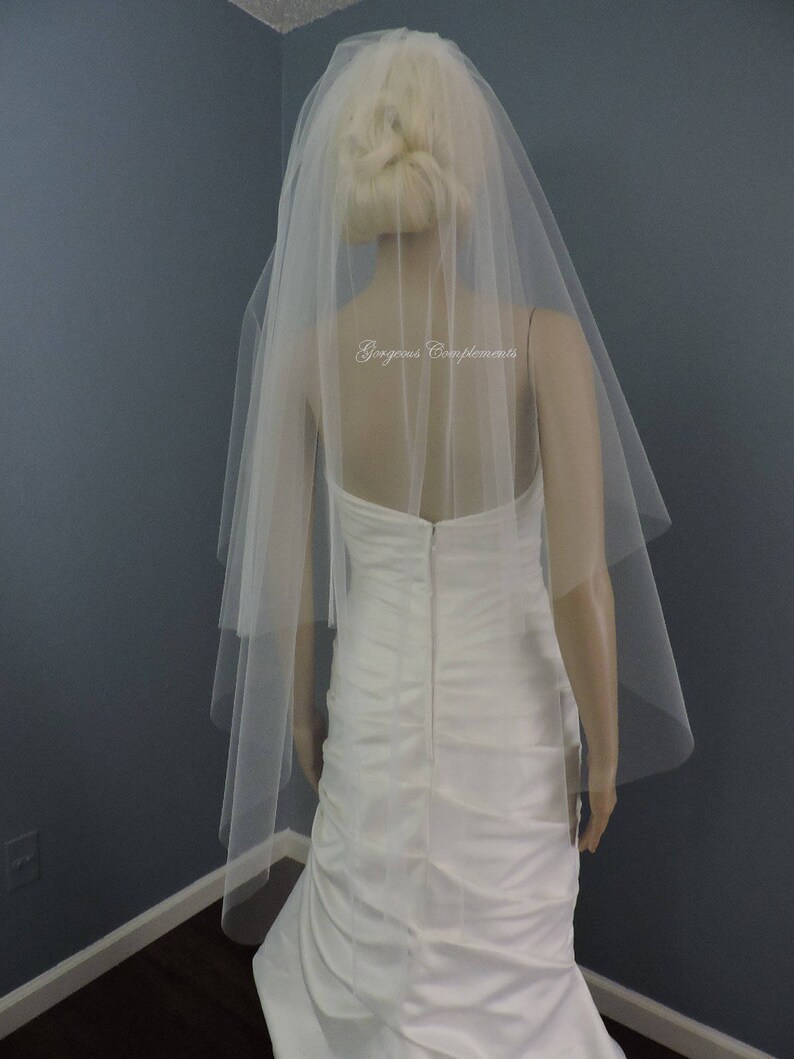 Double Tier Wedding Veil Cascade Cut Bridal Veil | Etsy
