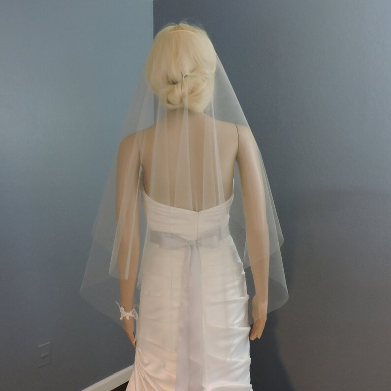 Wedding Veil Double Simplicity Cascade Cut Edge, Bridal Veil, Blusher ...