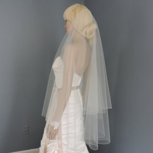 Wedding Veil Drop Veil Double Tier Pencil Edge Bridal Veil | Etsy