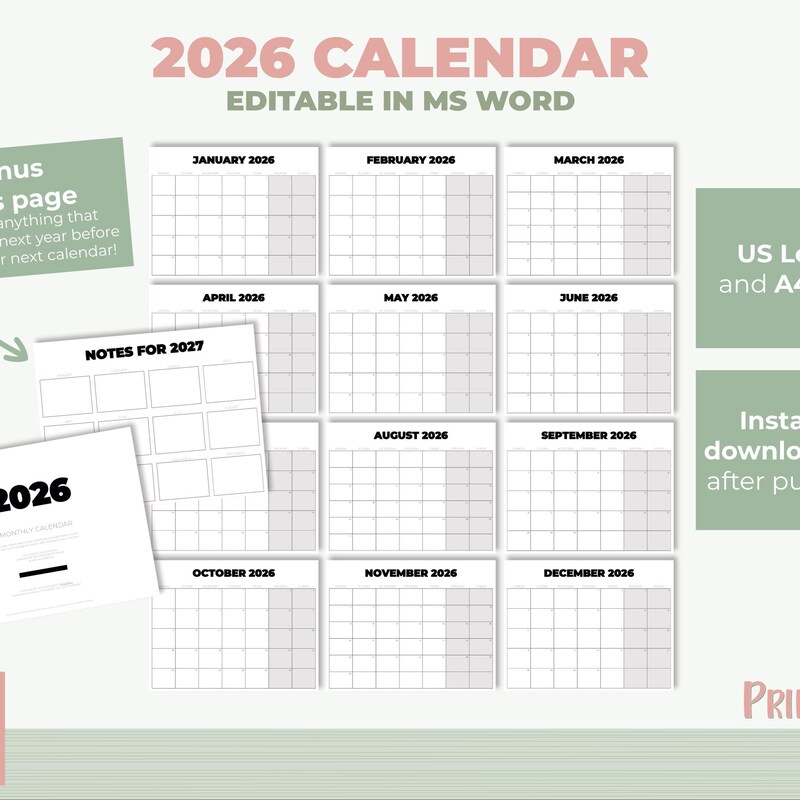 2026 Calendar Powerpoint - Etsy UK