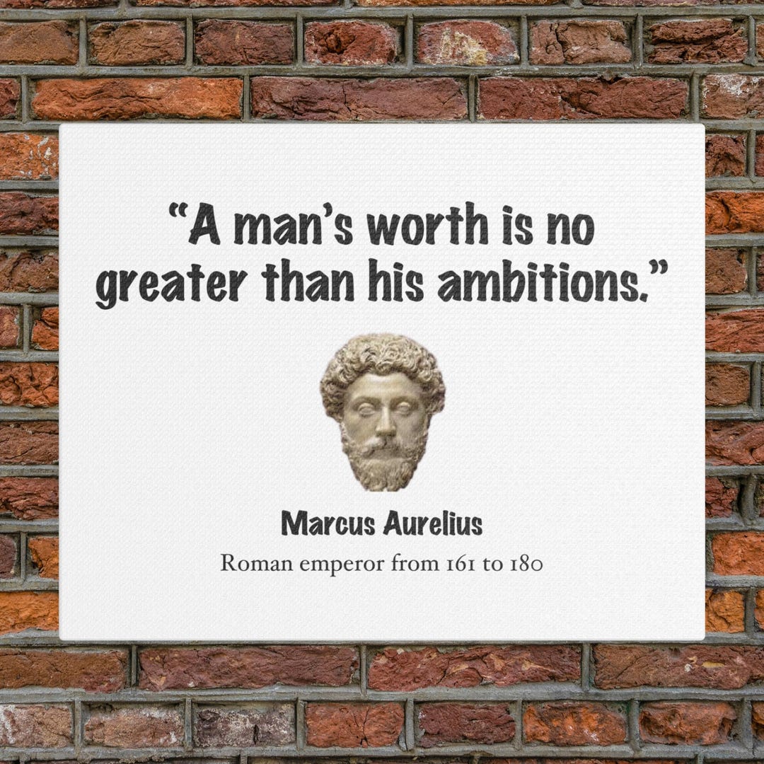 Canvas Art Print, Roman Emperor Quote - A Man's Worth, Stretched Satin ...